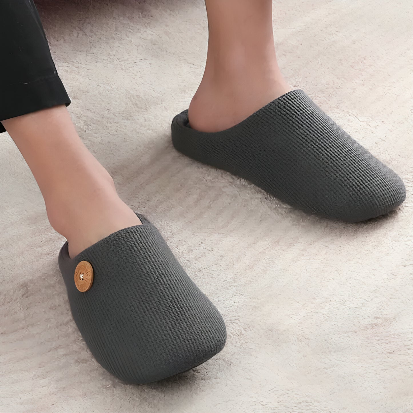 | WarmSlippers | Pantoufles à mémoire unisexes de forme pour un confor ...